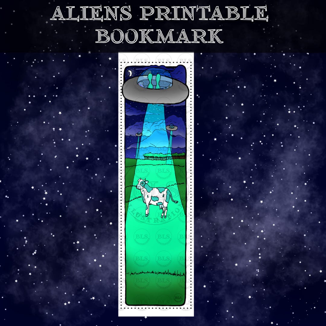 Printable Bookmark-aliens Digital Bookmark-bookmark Png-bookmark Design ...