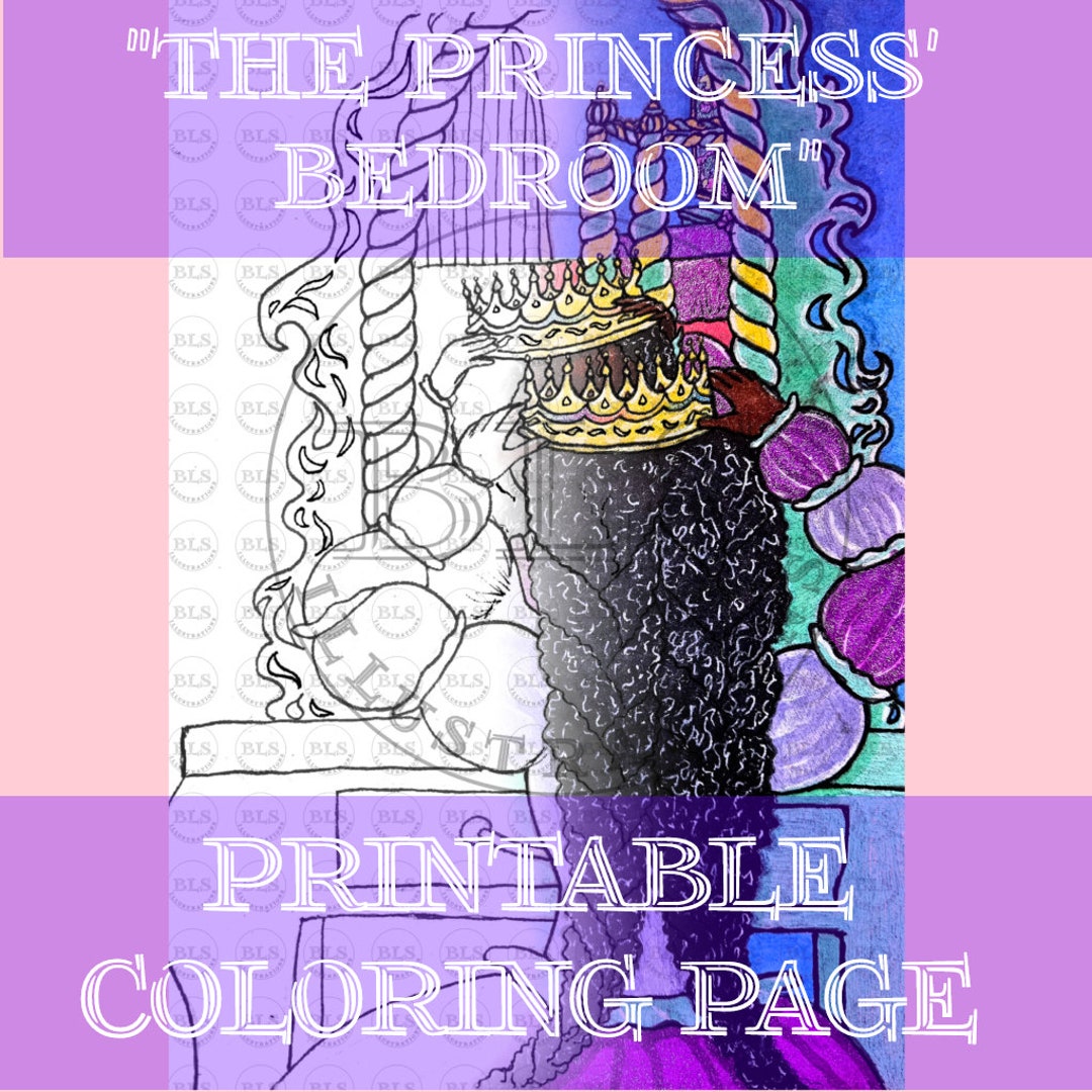 The Princess' Bedroom Printable Coloring Page Kids Coloring Page Adult ...