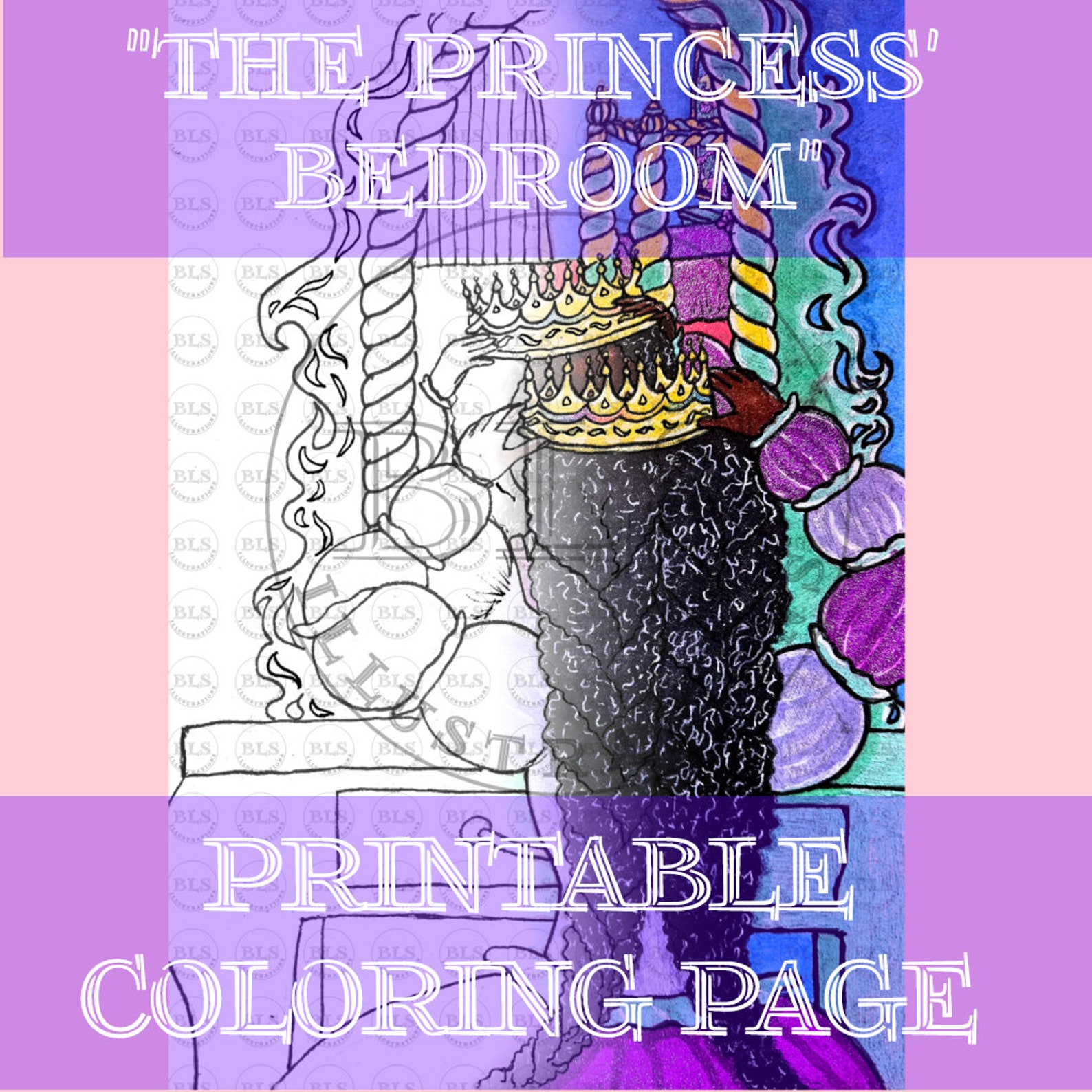 The Princess' Bedroom Printable Coloring Page Kids Coloring Page Adult ...