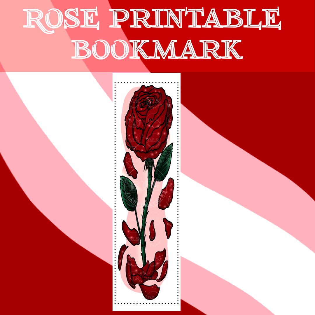 Rose Printable Bookmark-floral Bookmark-flower Bookmark-digital ...
