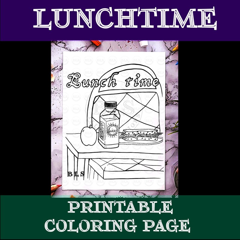 Digital Coloring Sheet-printable Coloring-lunch Time Coloring Page-line ...