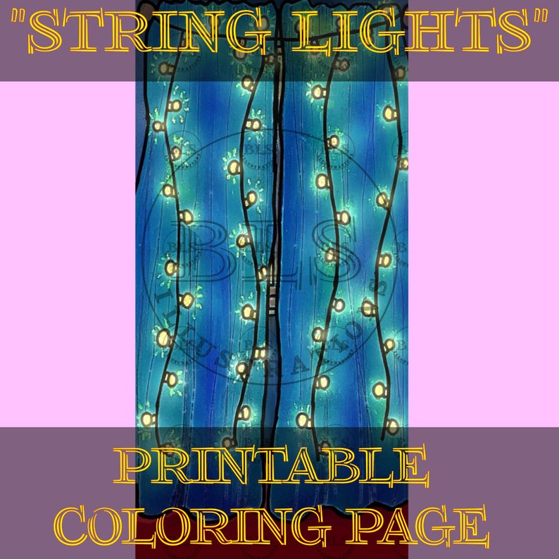 Printable Coloring Page String Lights Digital Download Adult Coloring ...