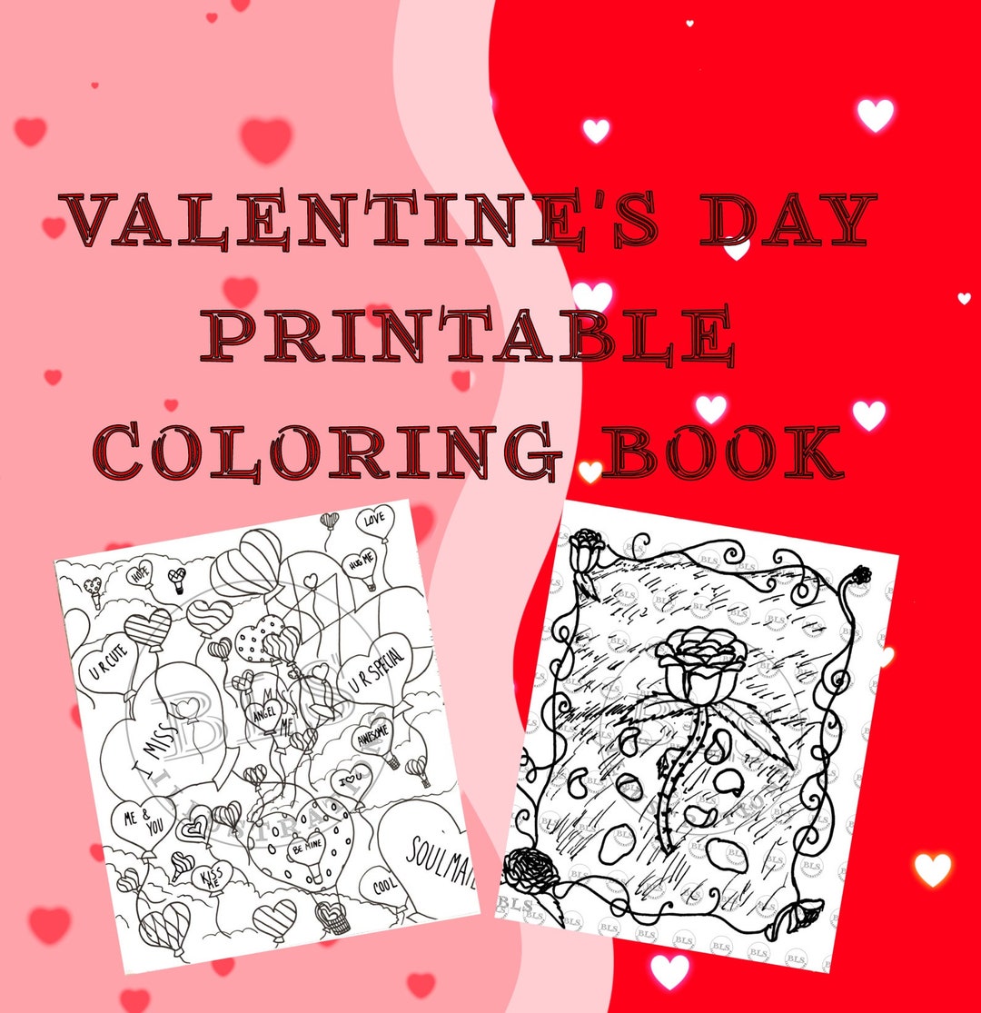 Valentine's Day Printable Coloring Book for Kids and Adults Digital ...