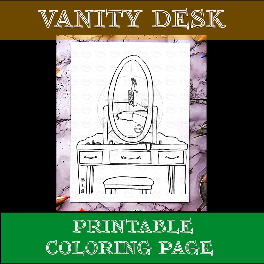 Coloring Page-vanity Desk Printable Coloring-line Art-cartoon ...