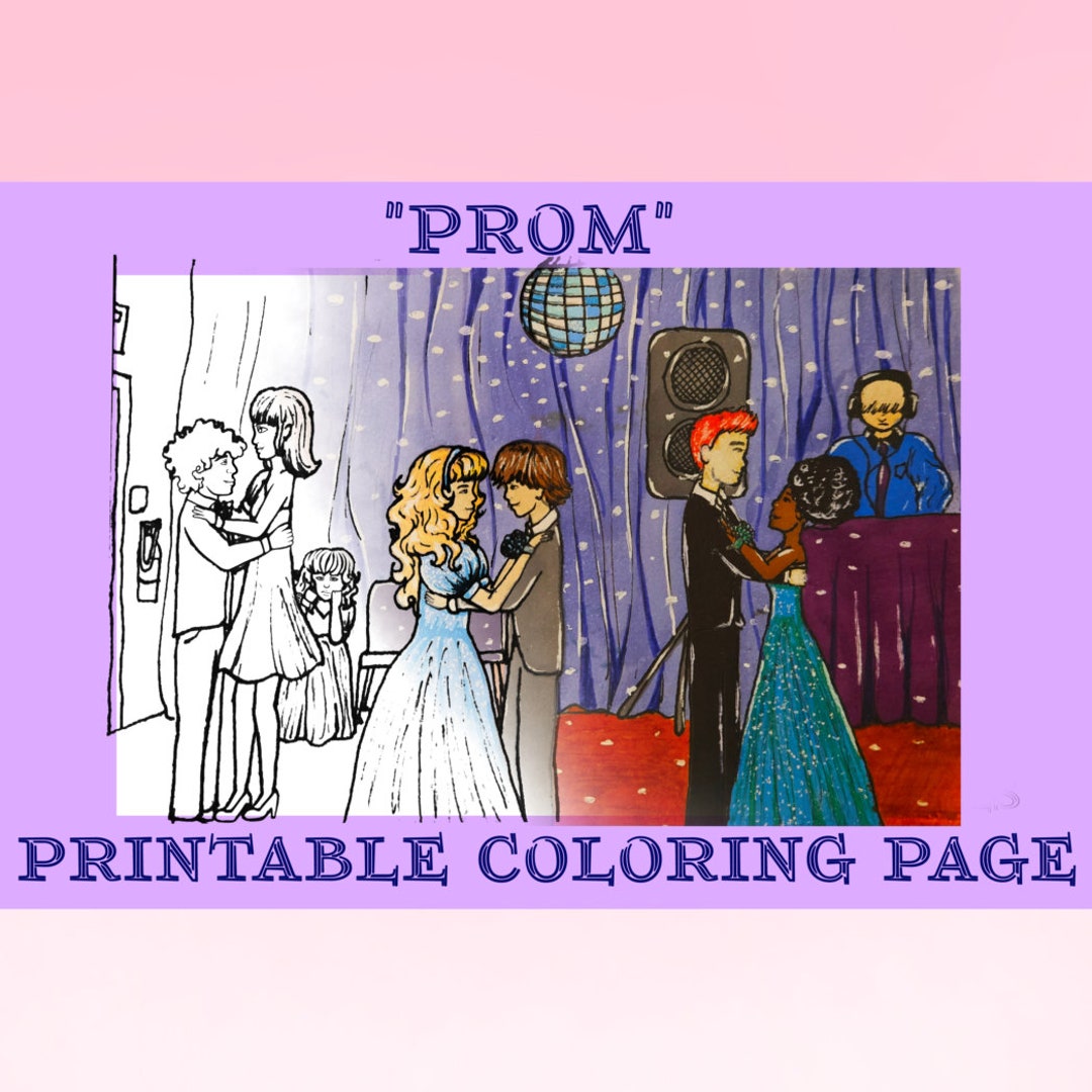 Prom Printable Coloring Page - Etsy