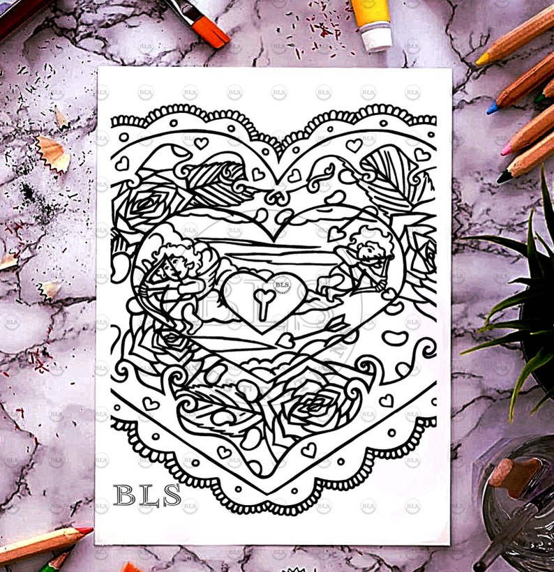 Valentine's Day Printable Coloring Book for Kids and Adults Digital ...