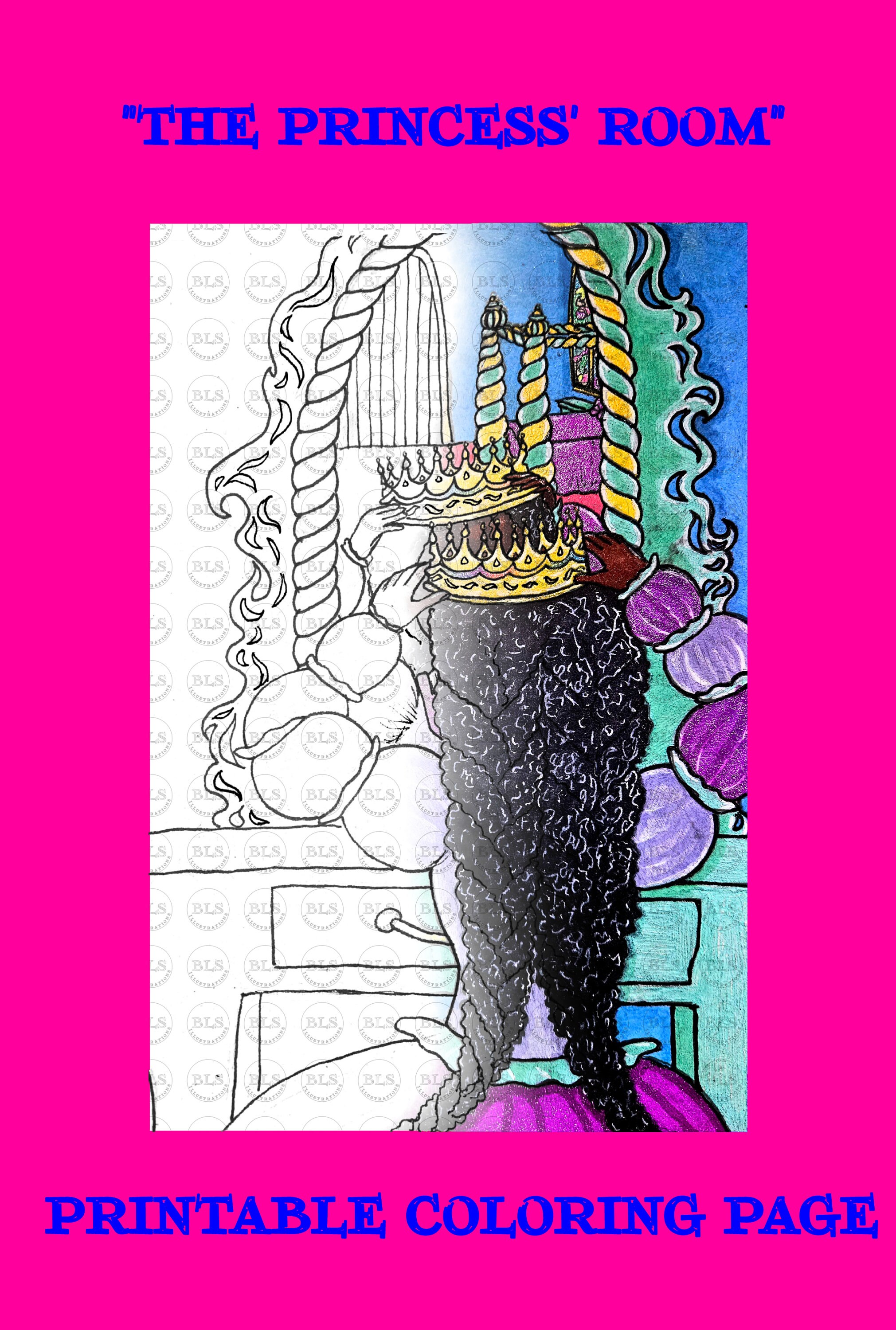 The Princess' Bedroom Printable Coloring Page Original - Etsy