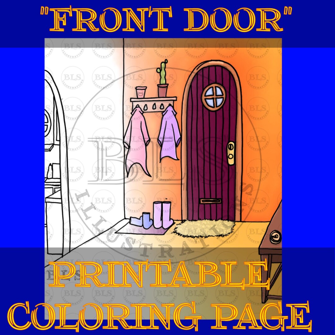 Digital Coloring Sheet-printable Coloring-front Door Coloring Page-hand ...