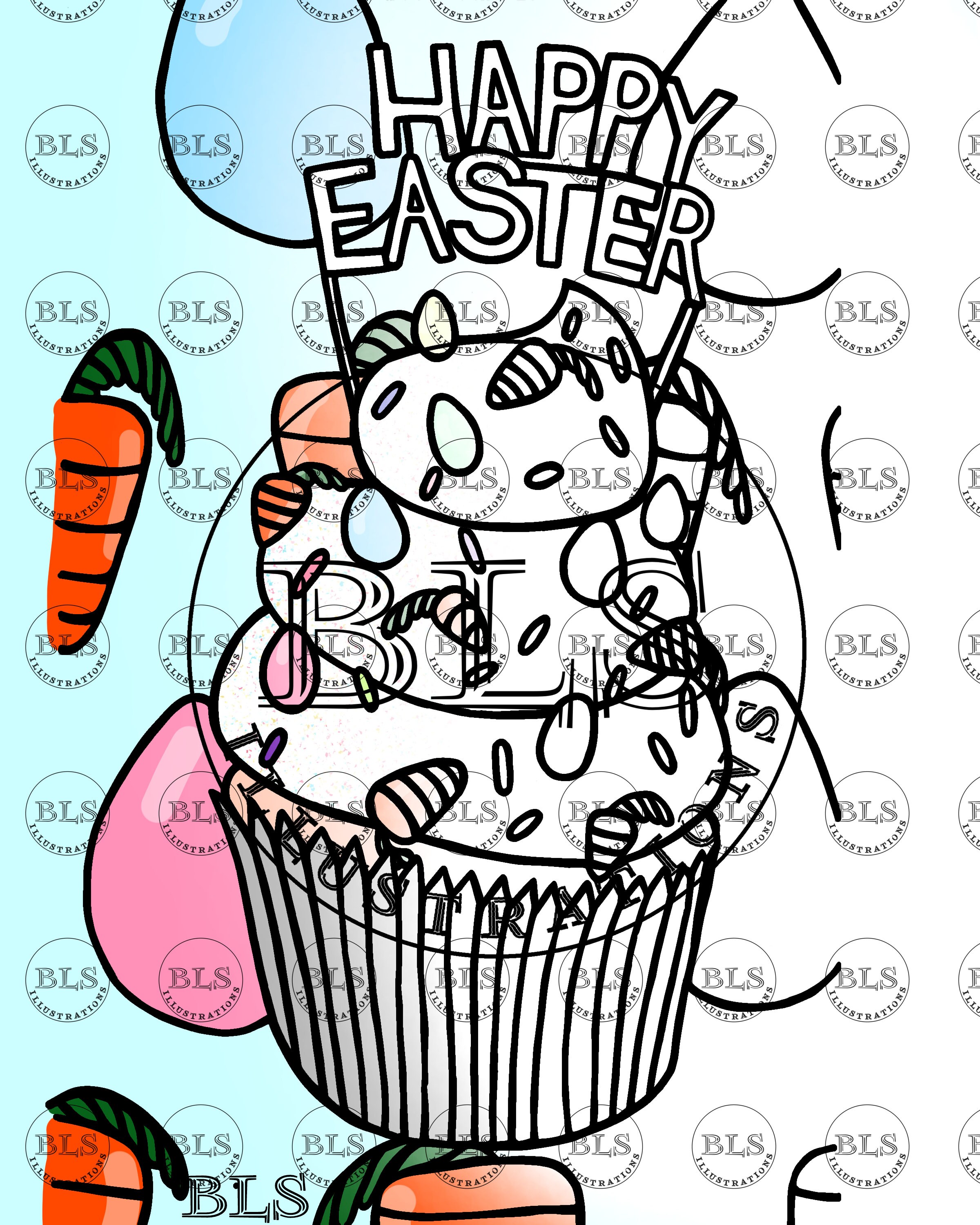Digital Coloring Page-easter Cupcake Printable Coloring Sheet - Etsy
