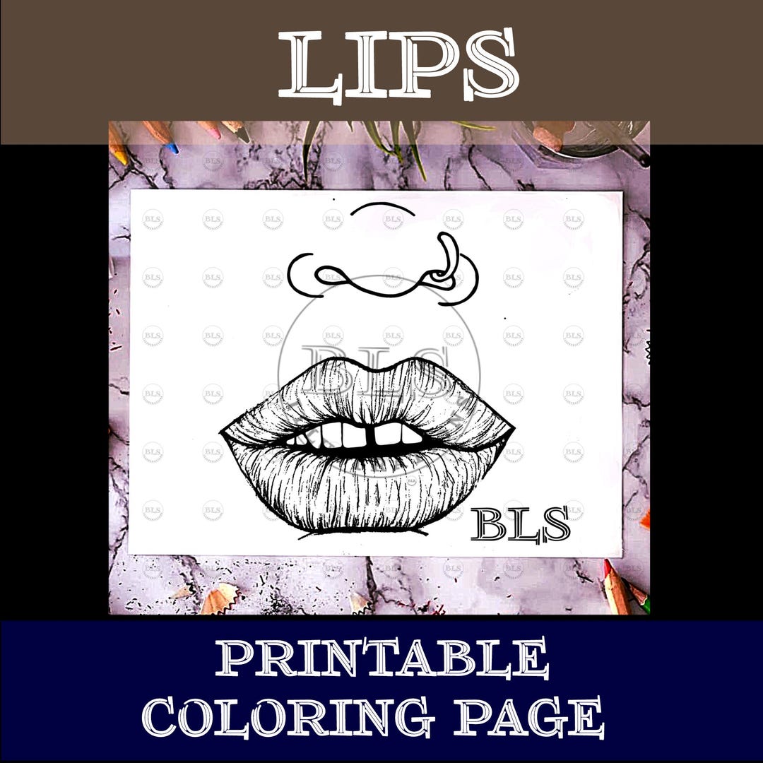 Adult Coloring Page-lips Printable Coloring-coloring Page-coloring Page ...
