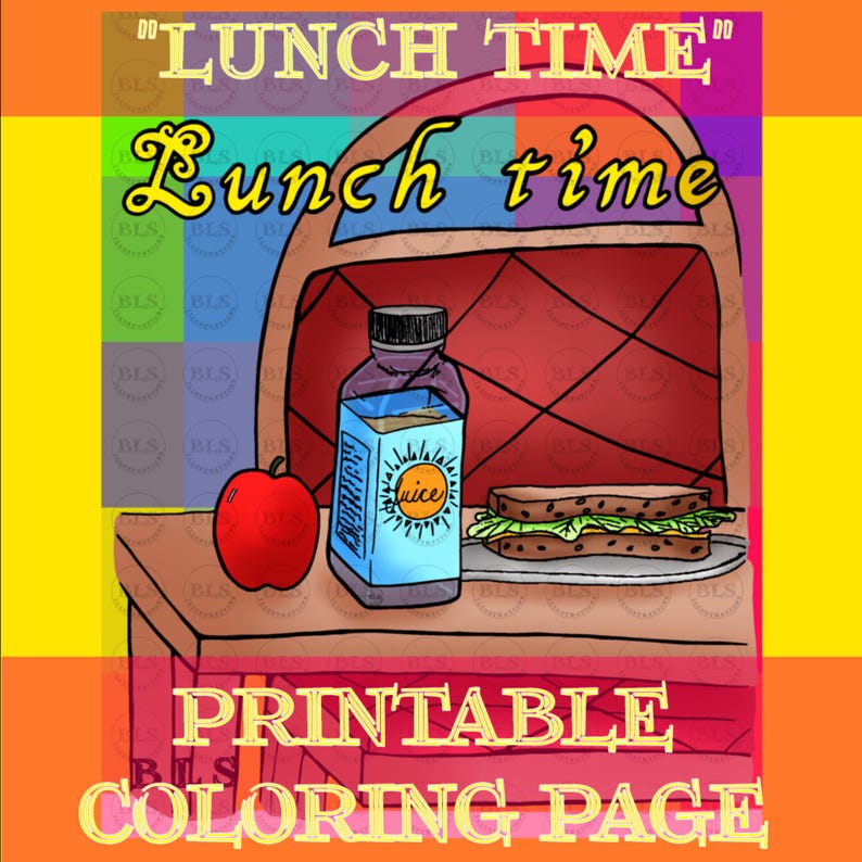 Digital Coloring Sheet-printable Coloring-lunch Time Coloring Page-line ...