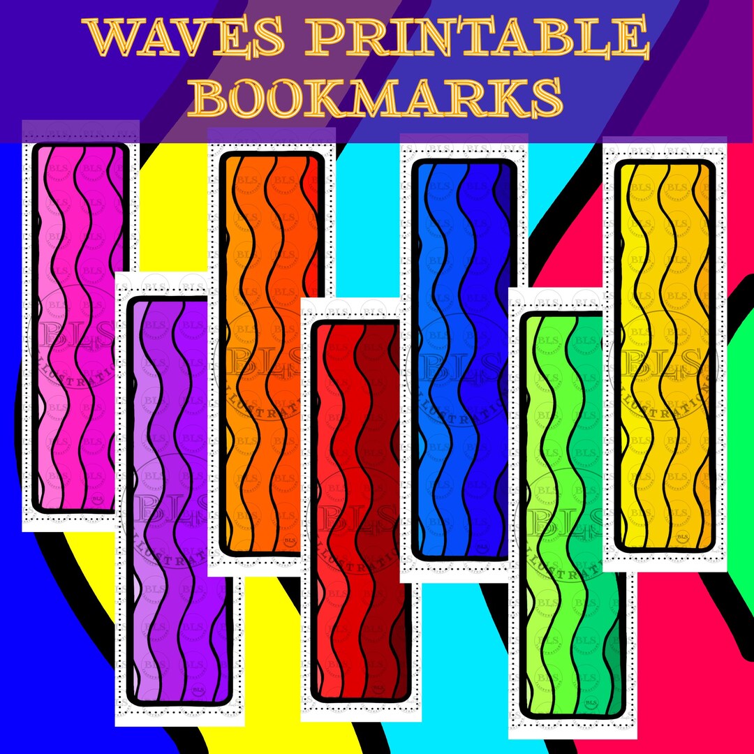 Waves Bookmark Set-printable Bookmarks Bundle-virtual Bookmarks Set ...