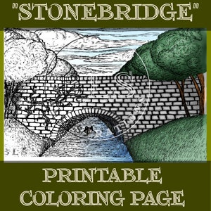 Adult Coloring Page-stonebridge Printable Coloring-coloring Page - Etsy