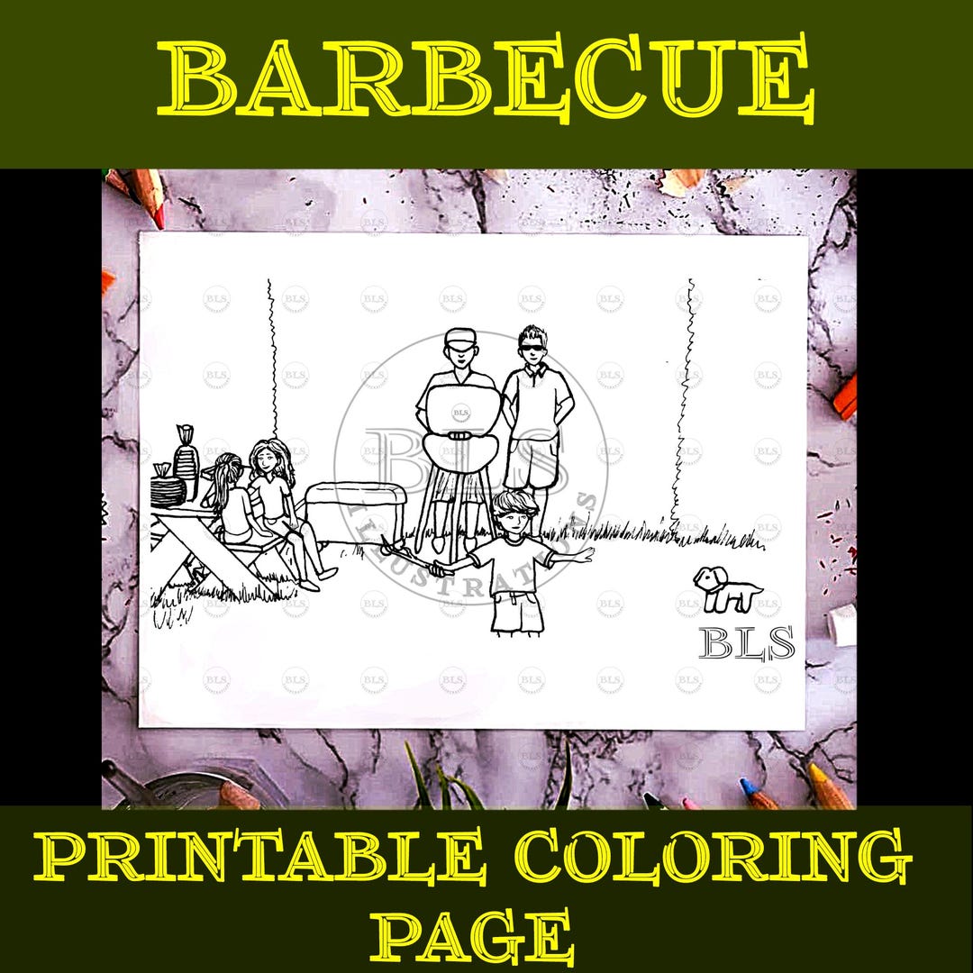 Adult Coloring Page-barbecue Printable Coloring-coloring Page-line Art ...