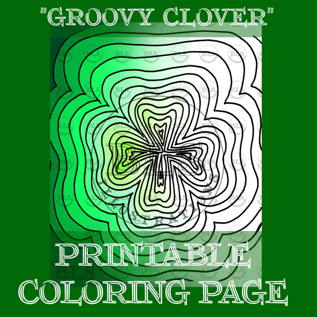 Printable Coloring Page Groovy Clover Digital Download St Patrick's Day Coloring Page for Kids ...