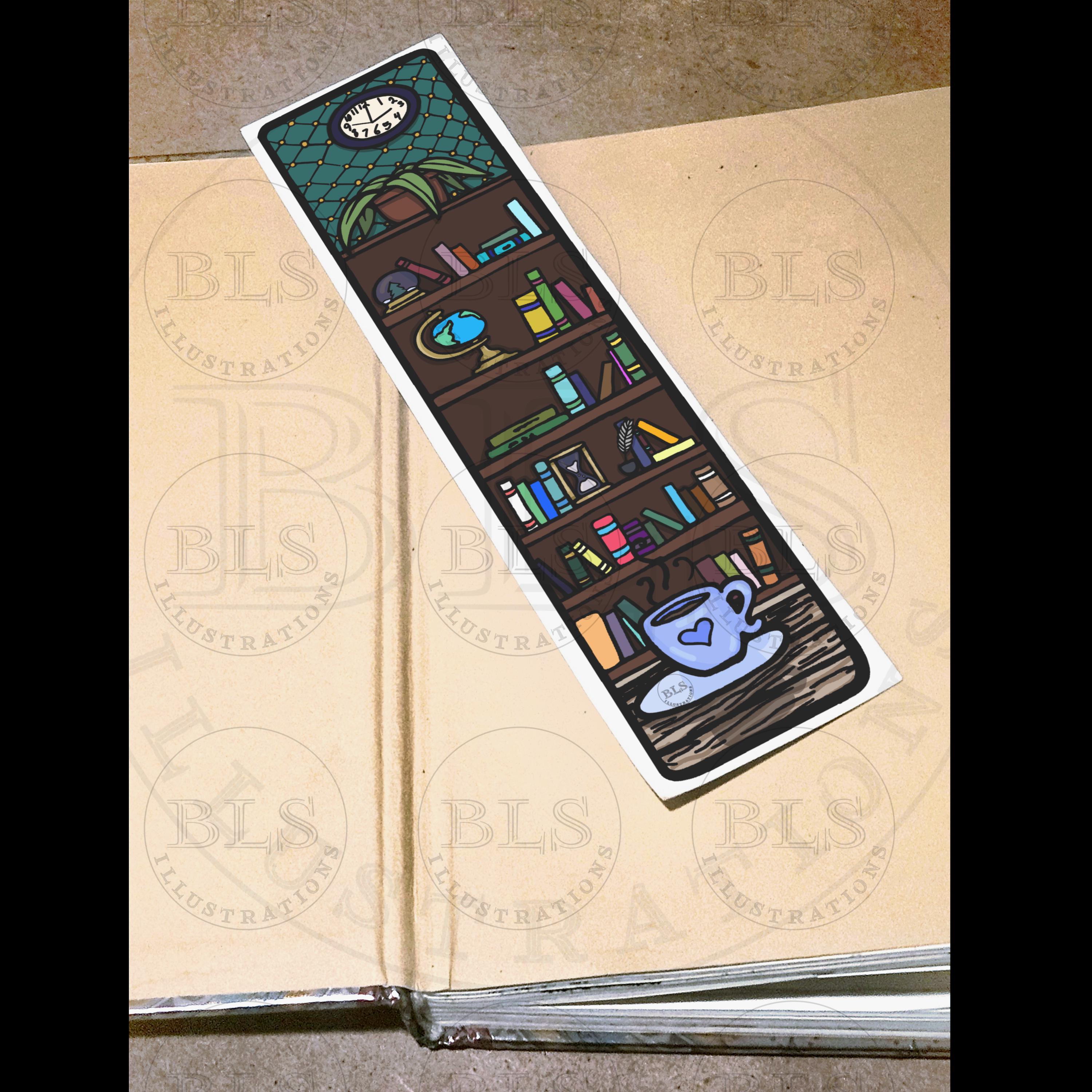 Digital Bookmark-bookshelf Printable Bookmark - Etsy