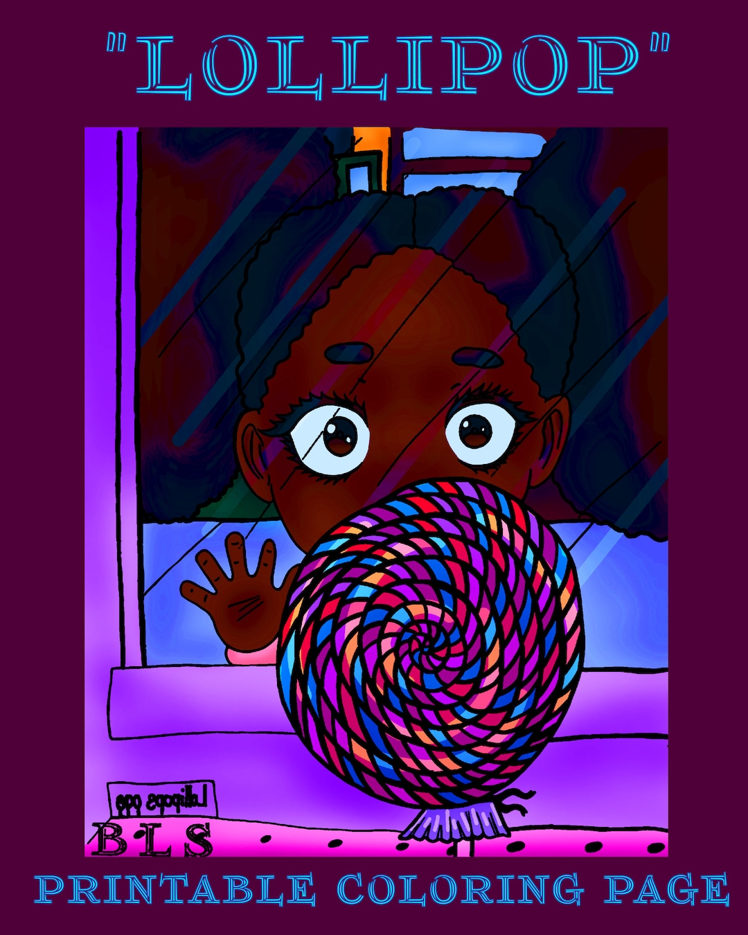 Lollipop Printable Coloring Page Original Hand Drawn Artwork - Etsy