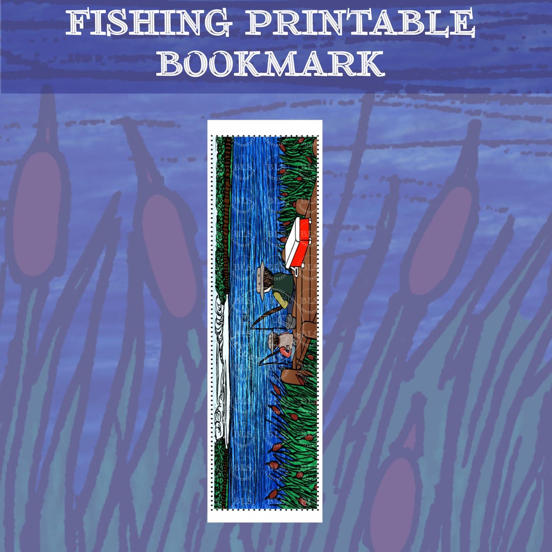 Digital Bookmark-fishing Printable Bookmark - Etsy