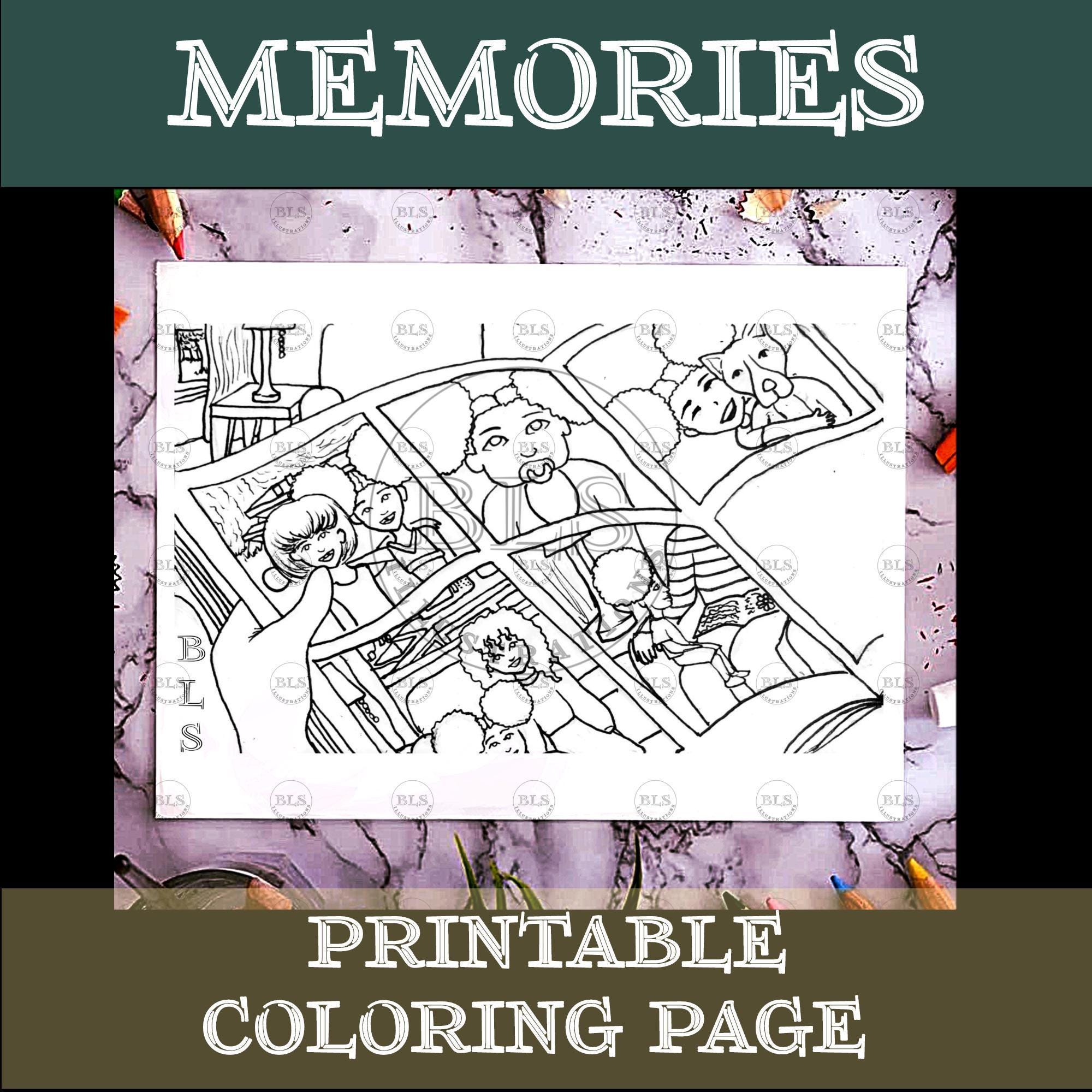10x8 Coloring Page-memories Printable Coloring Page - Etsy