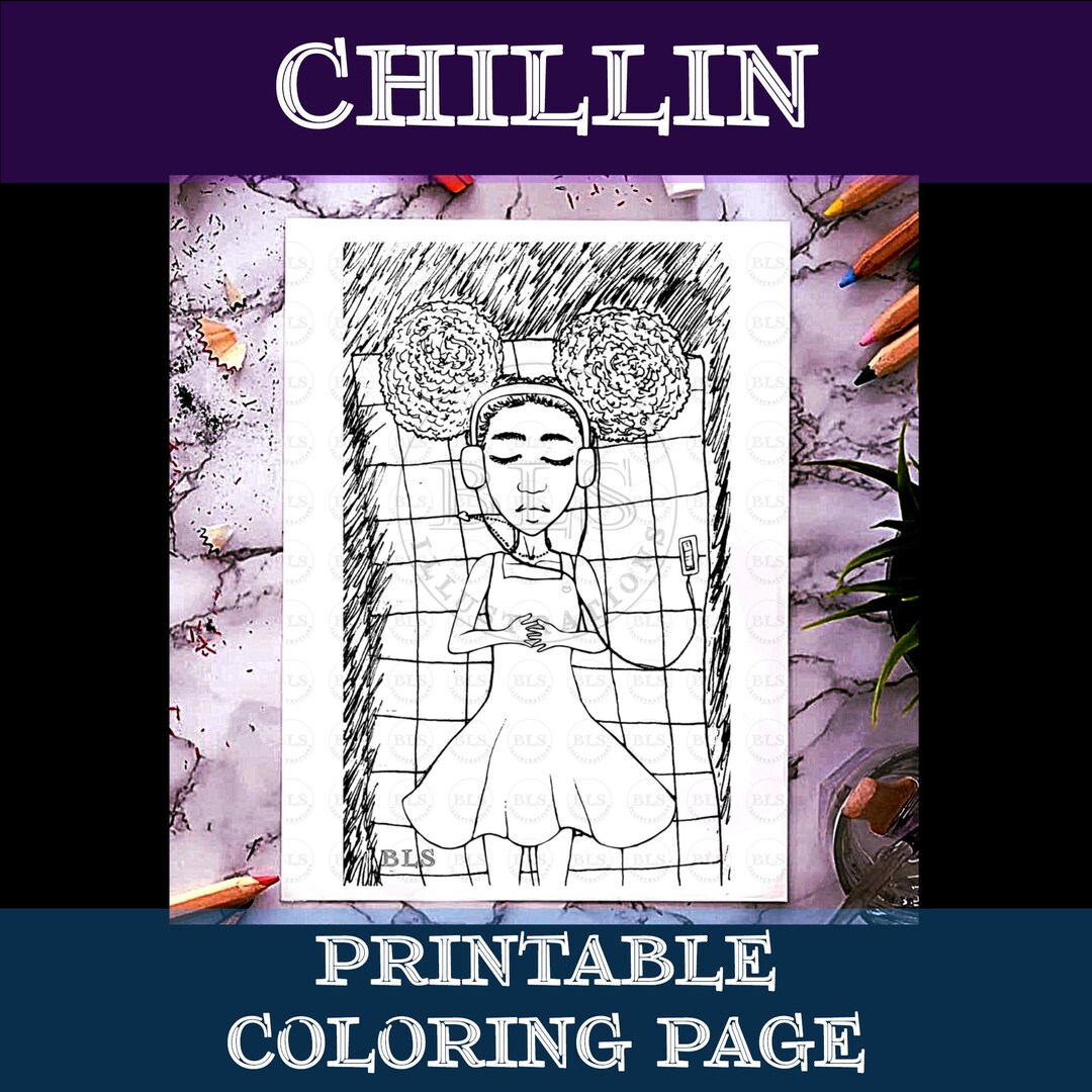 Adult Coloring Page-chillin Printable Coloring-coloring Page-line Art ...
