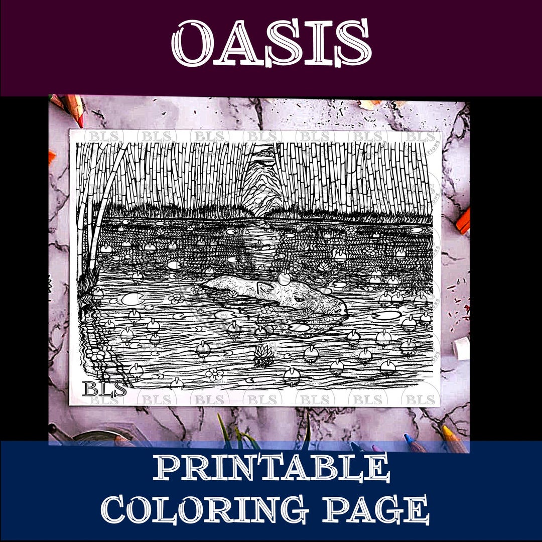Adult Coloring Page-oasis Printable Coloring-coloring Page-line Art ...