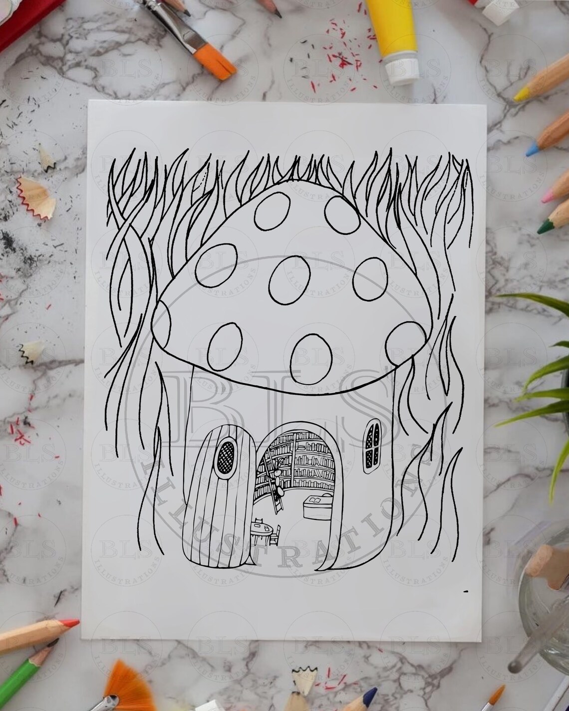 Ant Library Printable Coloring Page Kids Colouring Sheet Digital ...