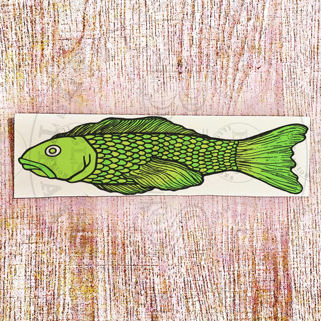 Digital Bookmark-green Fish Printable Bookmark - Etsy