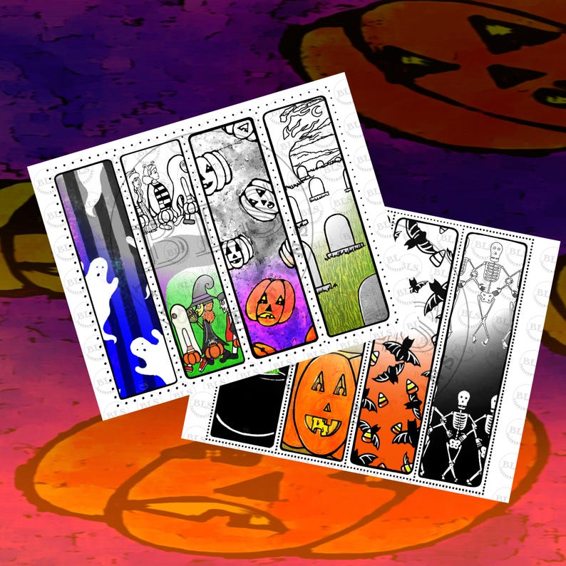 Halloween Printable Coloring Bookmarks-coloring Bookmarks-printable ...