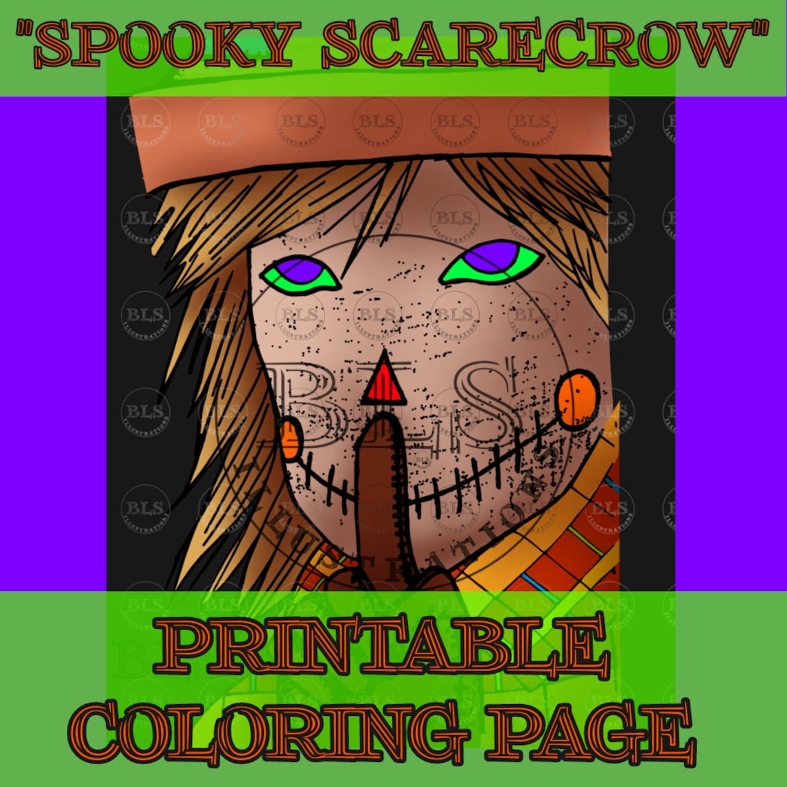 Spooky Scarecrow Printable Coloring Page for Kids and Adults Colouring ...