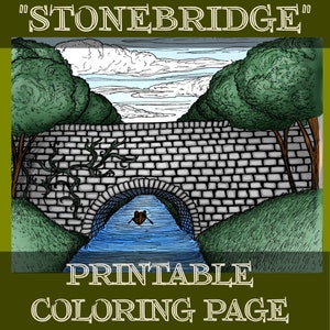 Adult Coloring Page-stonebridge Printable Coloring-coloring Page - Etsy