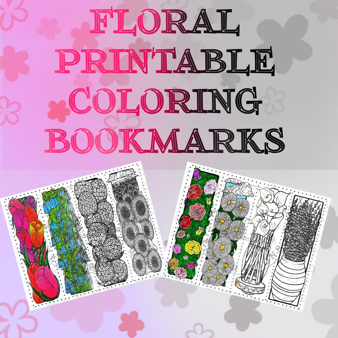 Printable Coloring Bookmarks-floral Coloring Bookmarks-printable ...
