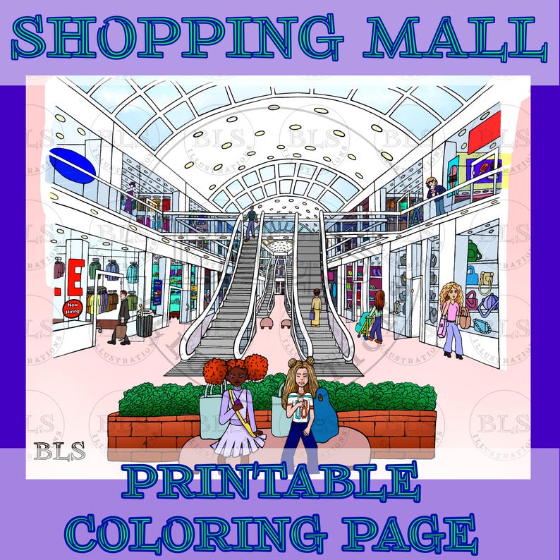 Digital Download-mall Printable Coloring Page - Etsy