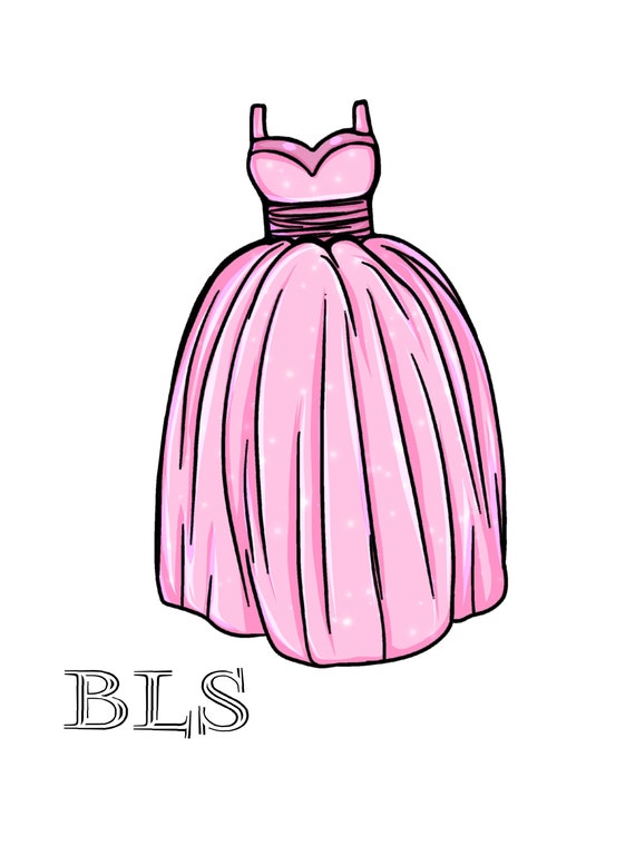 Prom Dress Clip Art Ballgown Cartoon Illustrations - Etsy