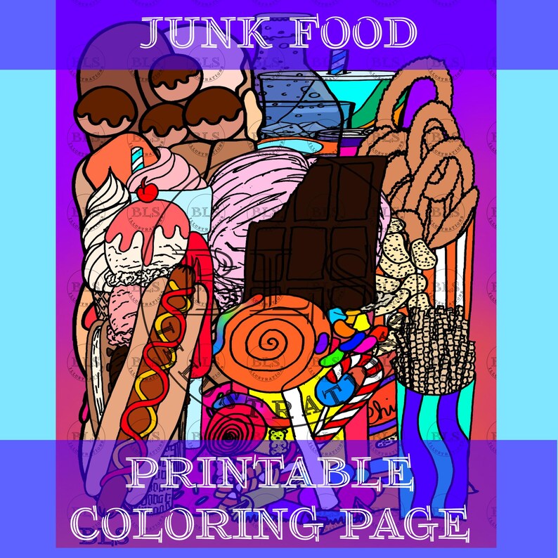 Digital Download-junk Food Printable Coloring Page - Etsy