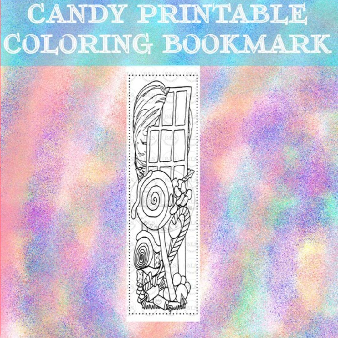 Candy Printable Coloring Bookmark-coloring Bookmark-digital Bookmark ...