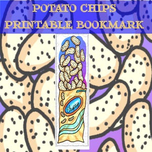 Potato Chips Art Printable Bookmark-virtual Reading Accessory for Kids ...