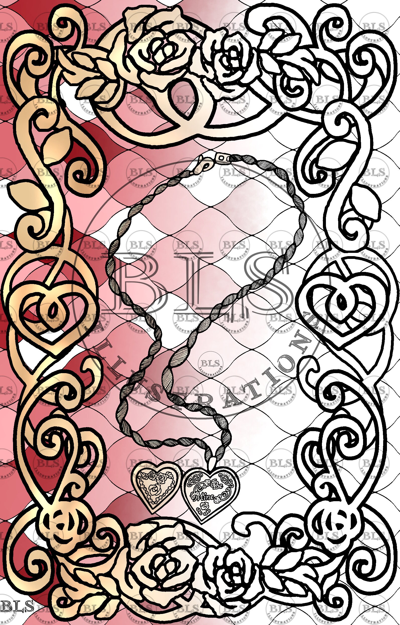 Digital Coloring Page-heart Locket Printable Coloring-valentine's Day ...