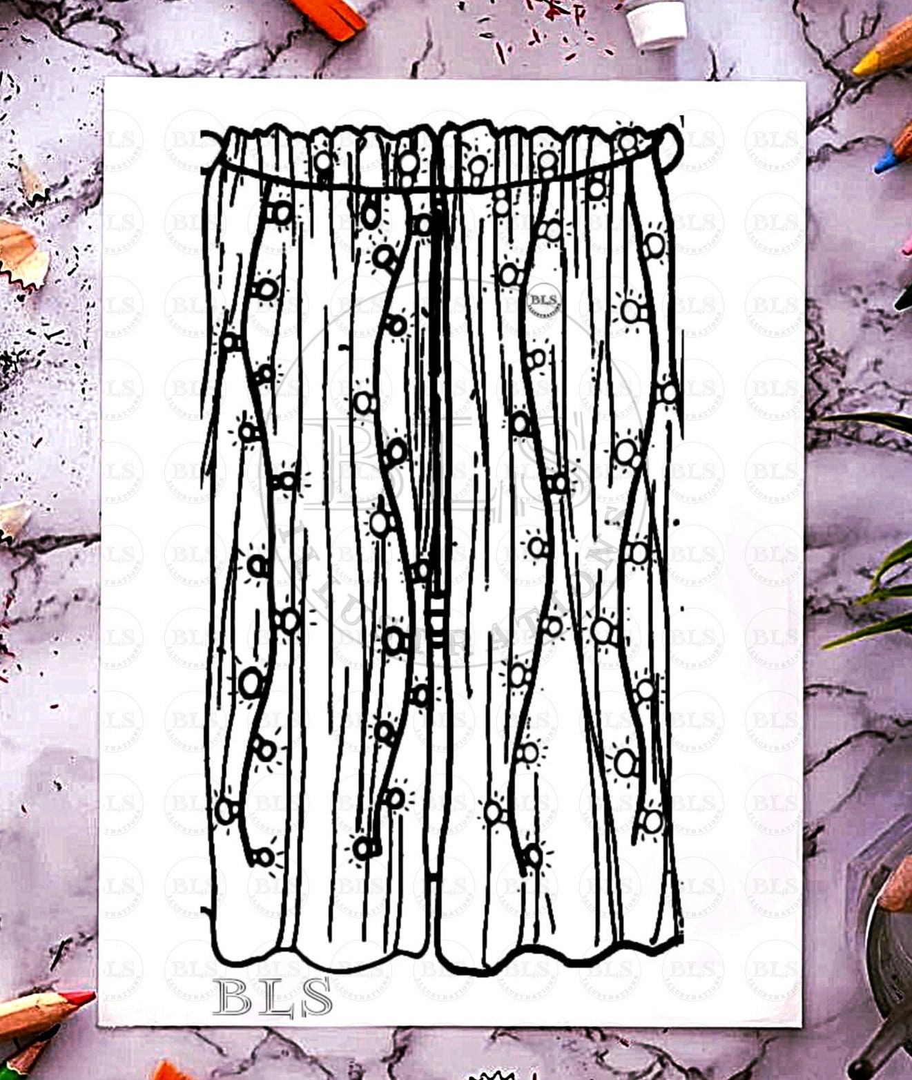 Printable Coloring Page String Lights Digital Download Adult Coloring ...