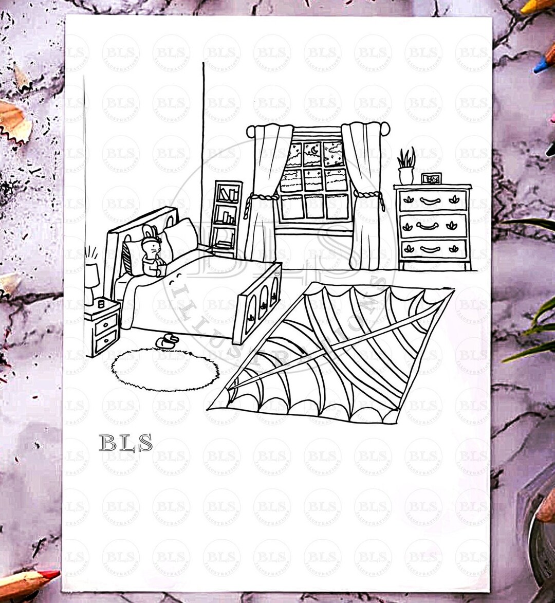 Kids Coloring Page-night Time Printable Coloring-coloring Page - Etsy