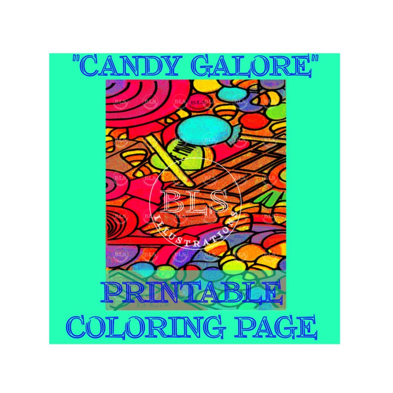 Adult Coloring Page-candy Galore Printable Coloring-coloring Page-kids ...
