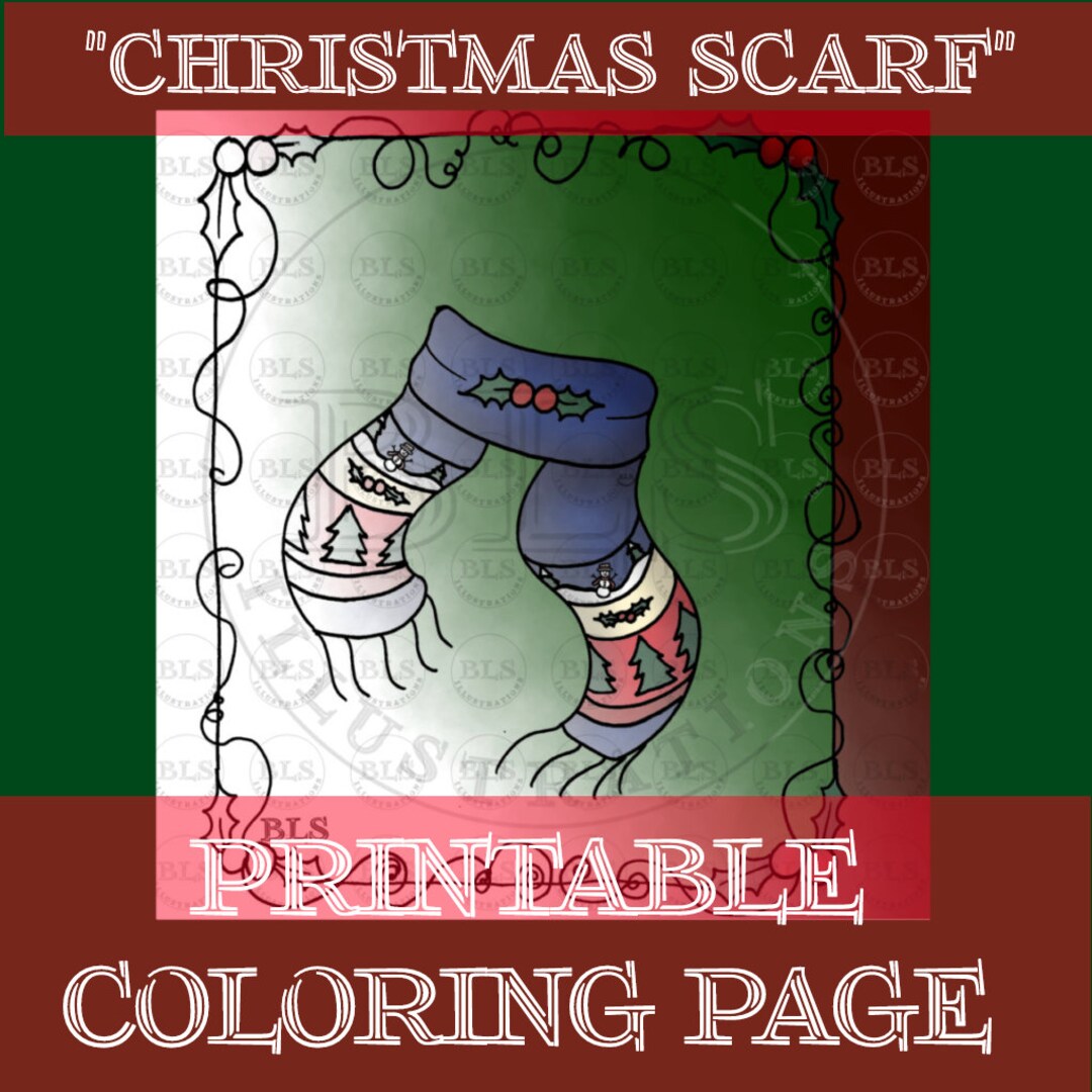 Christmas Scarf Printable Coloring Page Digital Download Christmas ...