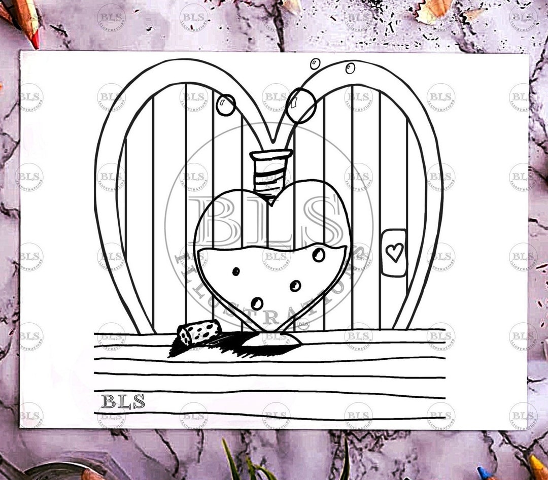 Love Potion Printable Coloring Page Adult Colouring Sheet Holiday ...
