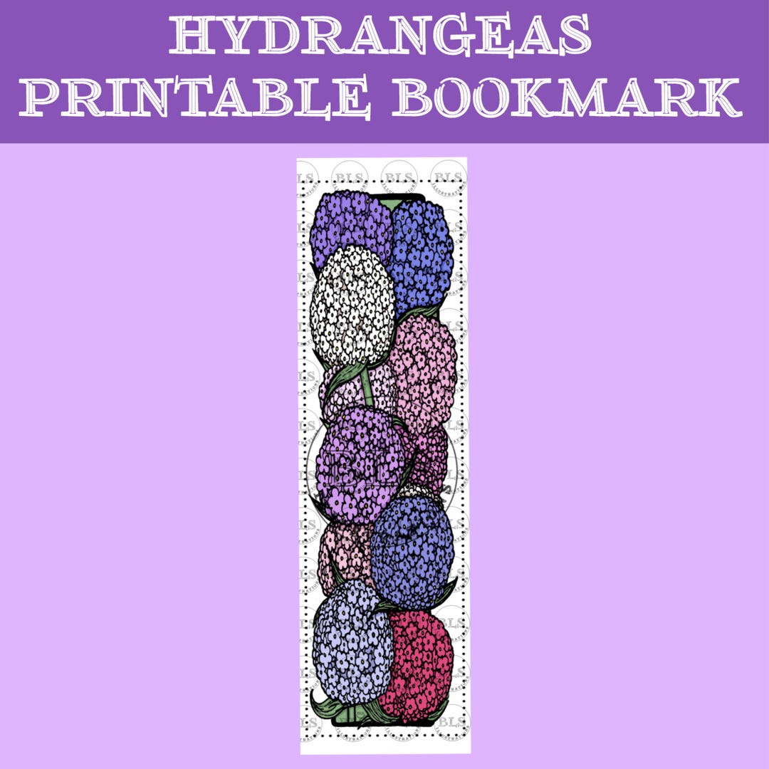 Hydrangeas Printable Bookmark-digital Bookmark-bookmark for Women-gift ...