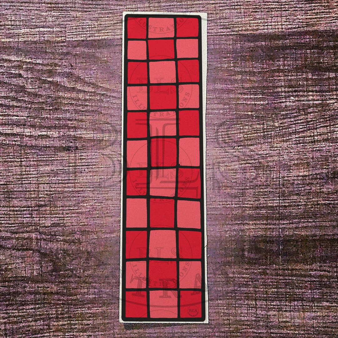 Red Checkered (outline) Printable Bookmark-digital Bookmark-cute ...