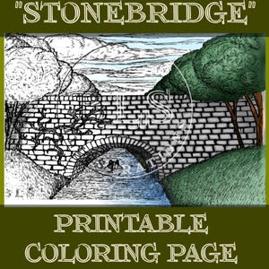 Adult Coloring Page-stonebridge Printable Coloring-coloring Page-line ...
