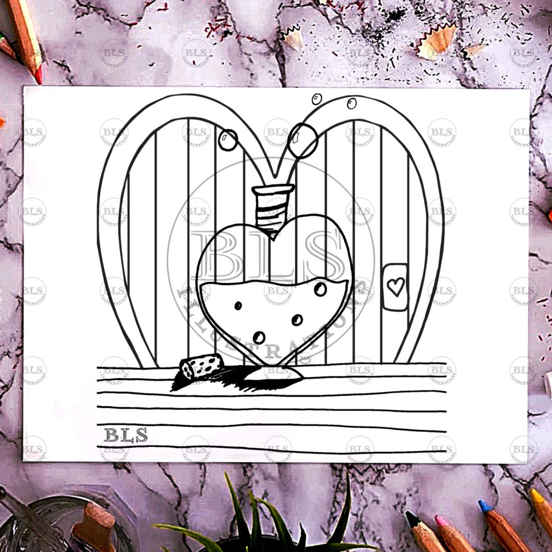 10x8 Coloring Page-love Potion Valentine's Day Coloring Page - Etsy ...