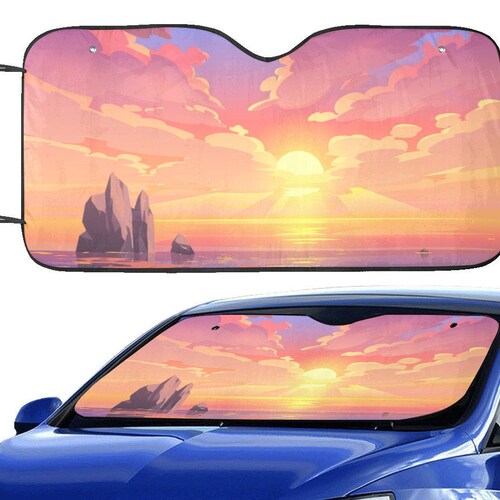 Sunset Ocean Windshield Sun Shade Sunrise Sea Car Accessories | Etsy