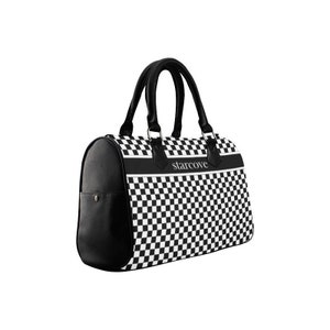 Black and White Handbag, Checkered Racing Flag Checkerboard Print ...