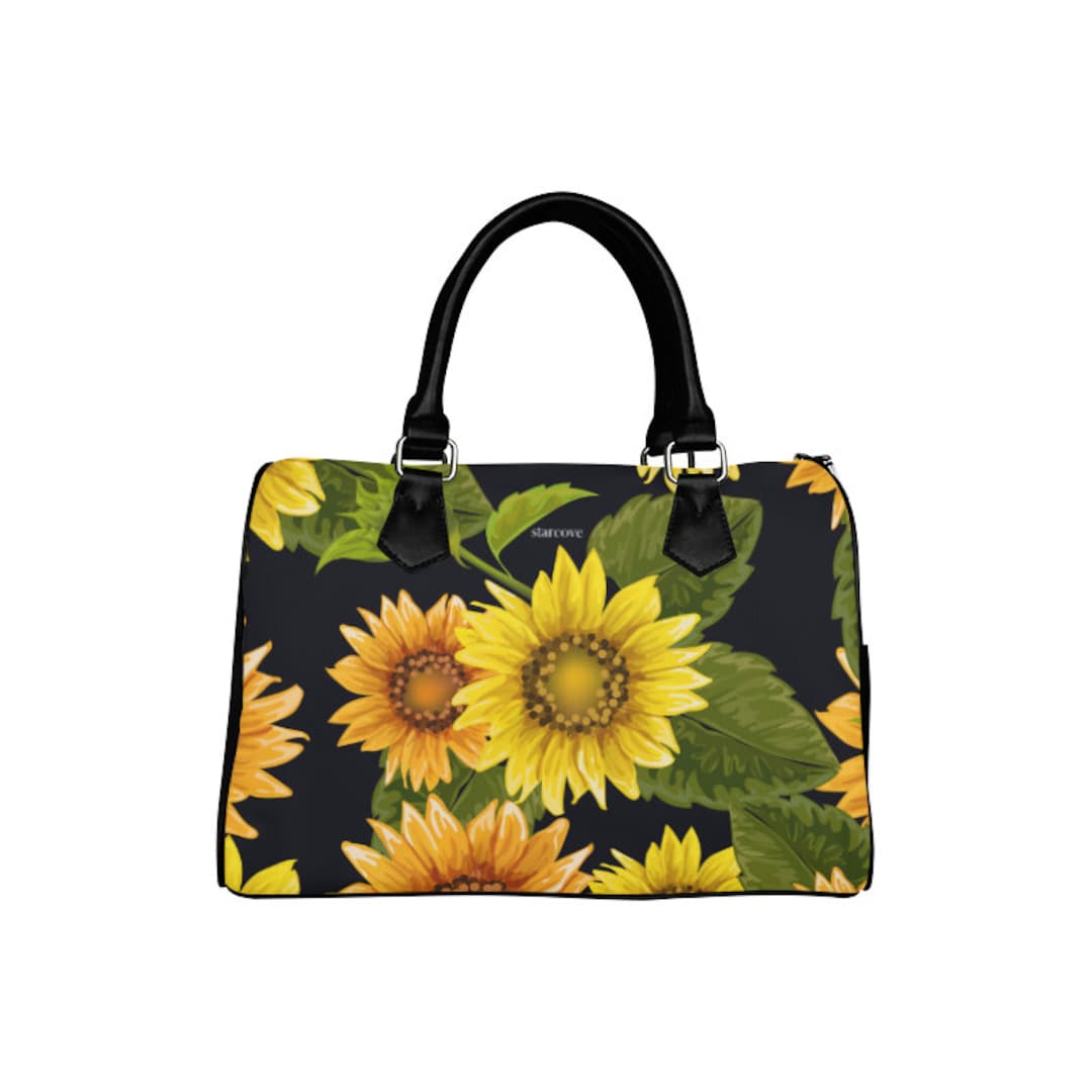 Sunflower Purse, Flower Floral Art Print Handbag Canvas and Leather ...