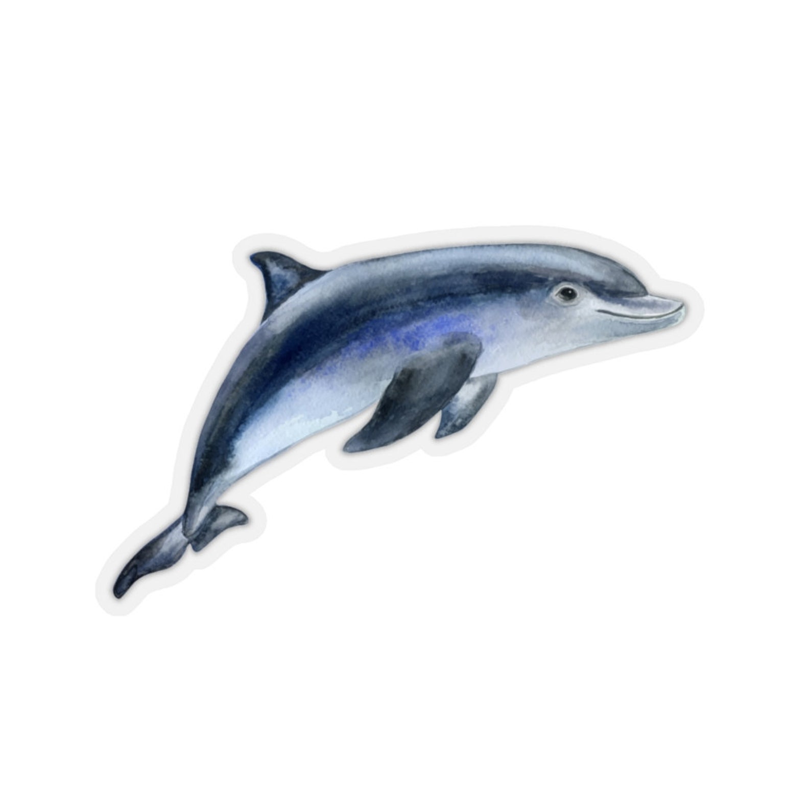 Watercolor Dolphin Sticker, Marine Ocean Animals Clear Kiss Cut Laptop ...